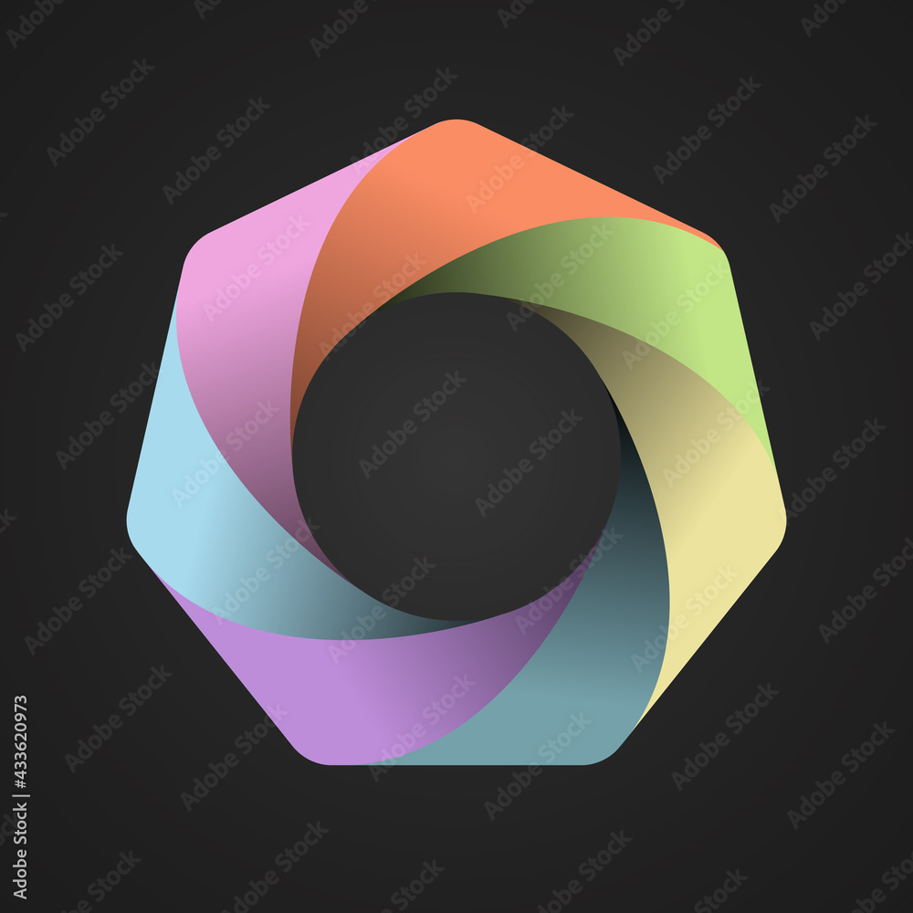 heptagon divided into seven colored parts. Template for infographics ...