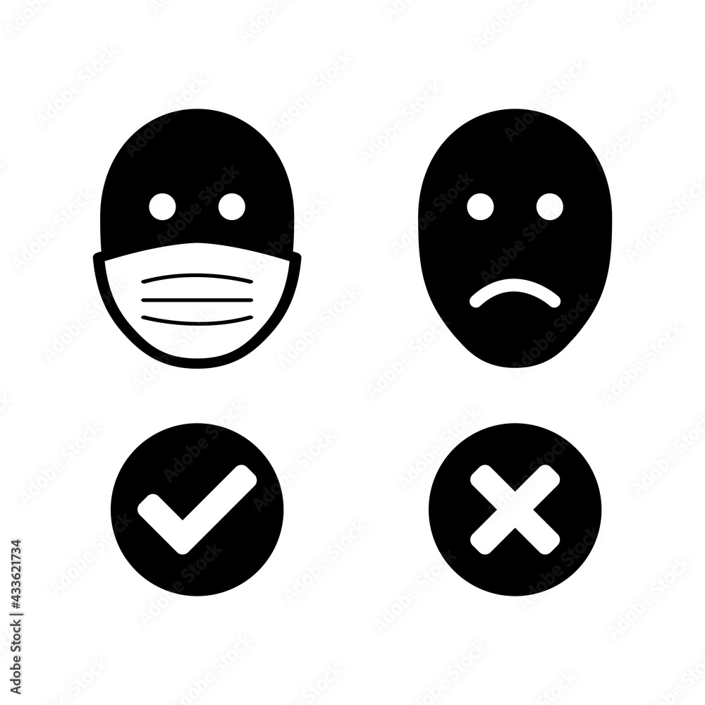 Wear a Mask Sign or No Face Mask, No Entry Icon. Vector Image. Stock ...
