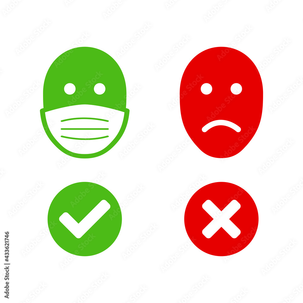 Wear a Mask Sign or No Face Mask, No Entry Icon. Vector Image. Stock ...