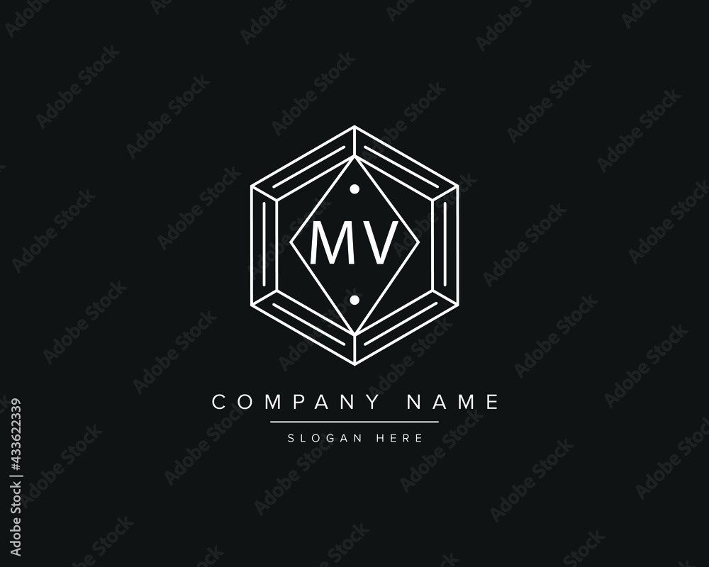 Alphabet letter MV logo design vector Stock Vector | Adobe Stock
