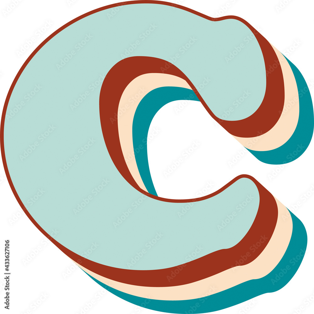 Letter C Monogram Letters Initial Retro Font 80s 70s 60s Vintage Logo ...