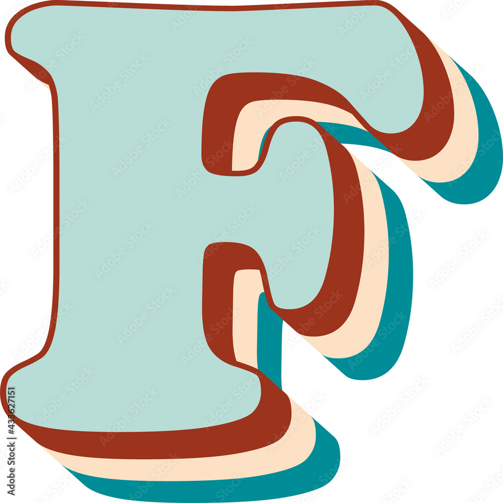 Letter F Monogram Letters Initial Retro Font 80s 70s 60s Vintage Logo ...