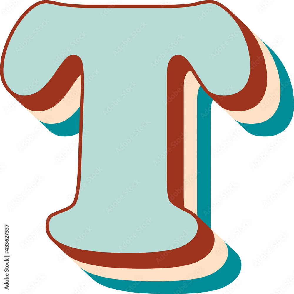 Letter T Monogram Letters Initial Retro Font 80s 70s 60s Vintage Logo ...