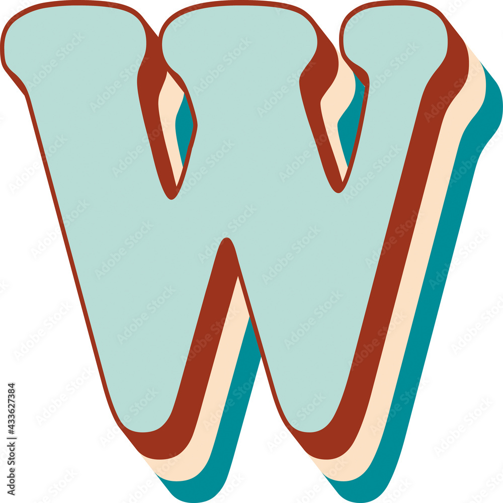 Letter WMonogram Letters Initial Retro Font 80s 70s 60s Vintage Logo ...