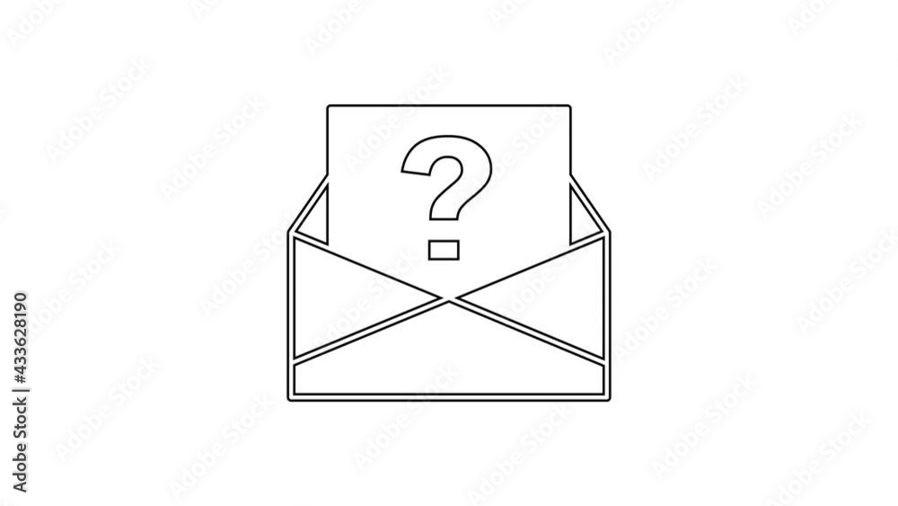 Black line Envelope with question mark icon isolated on white ...