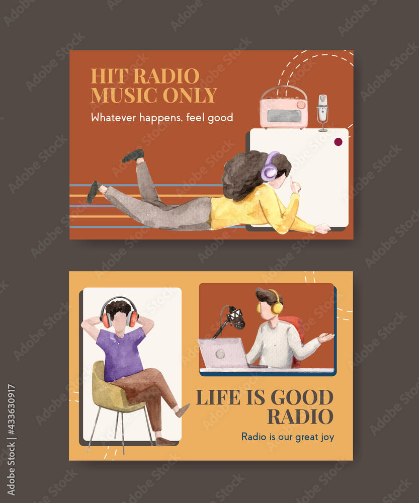 Facebook template with world radio day concept design for social media ...