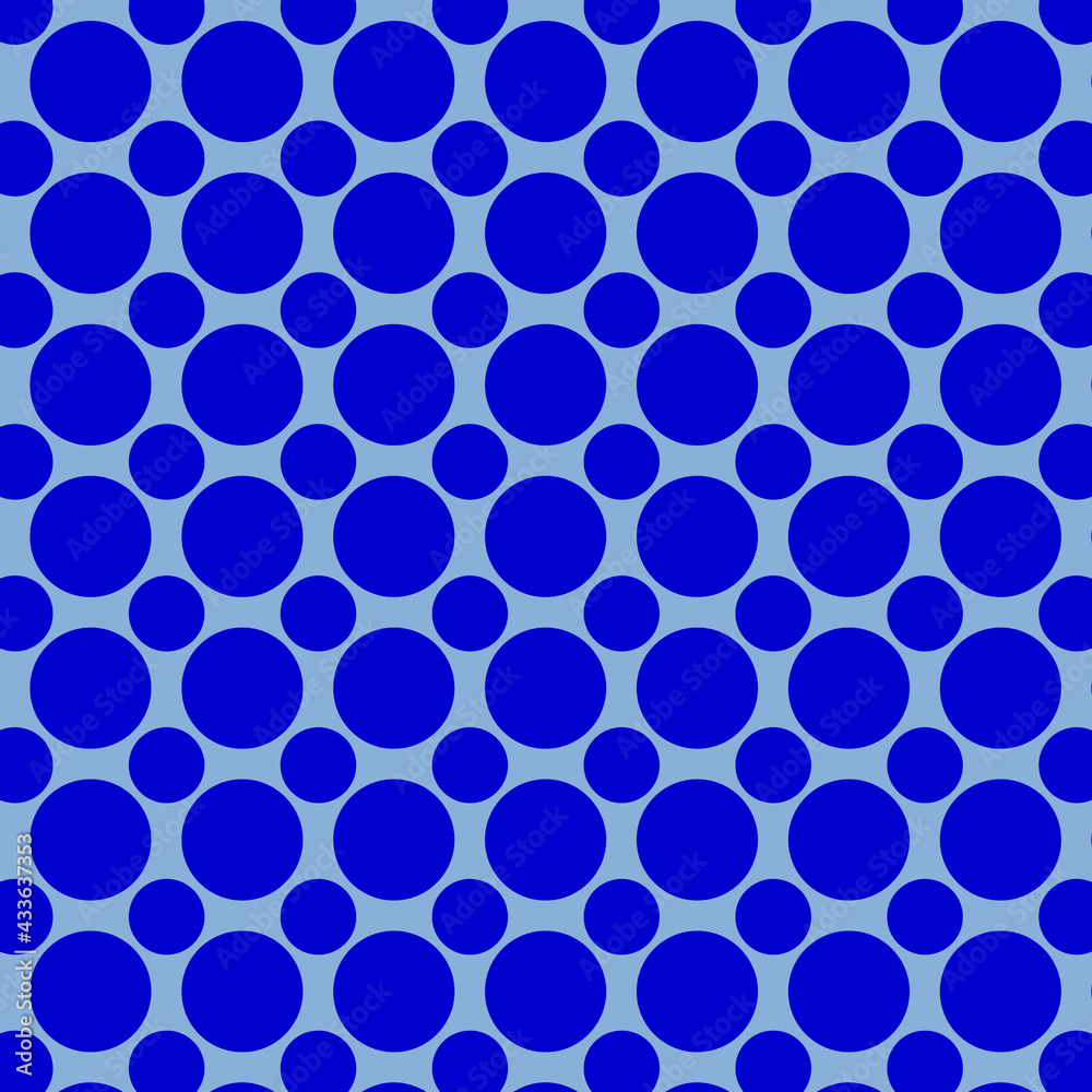 Blue polka dot background with bright royal blue in large and medium ...