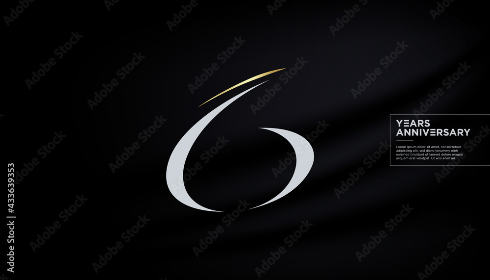 Number six / 6 vector font alphabet, modern dynamic luxury flat design ...