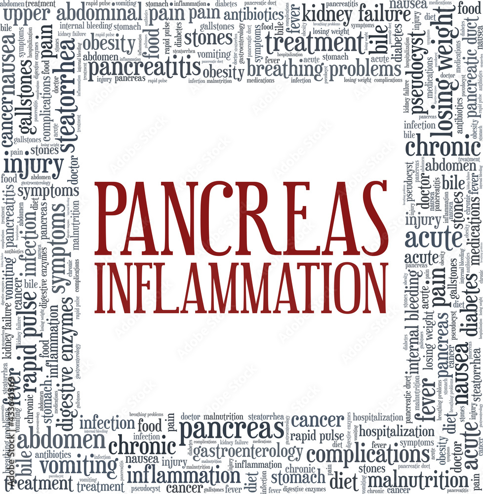 Pancreas inflammation vector illustration word cloud isolated on a ...