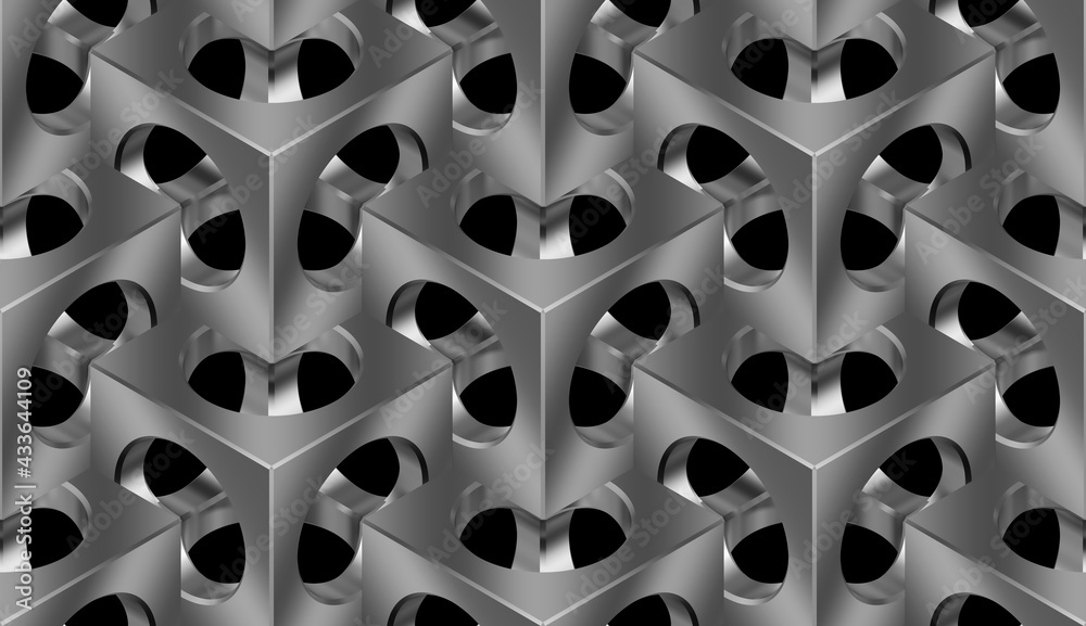 Cubes. Seamless 3D jewelry pattern. Optical illusions. Template for ...