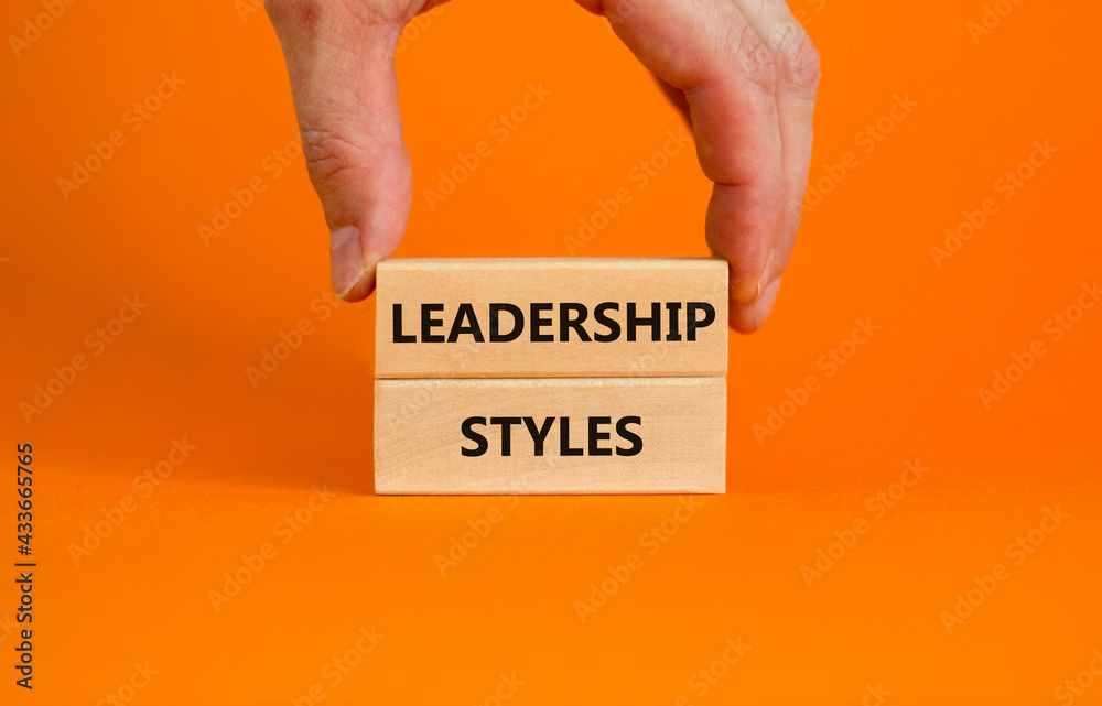 Leadership styles symbol. Wooden blocks with words 'Leadership styles ...