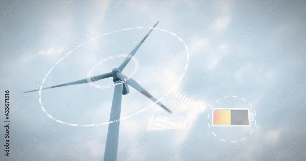 Electric wind turbine rotates and charges the digital battery indicator ...