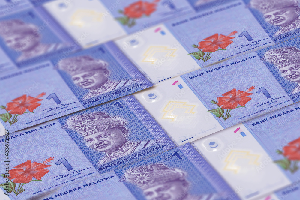 MYR. Malaysian ringgit banknotes background. Money of Malaysia Stock ...