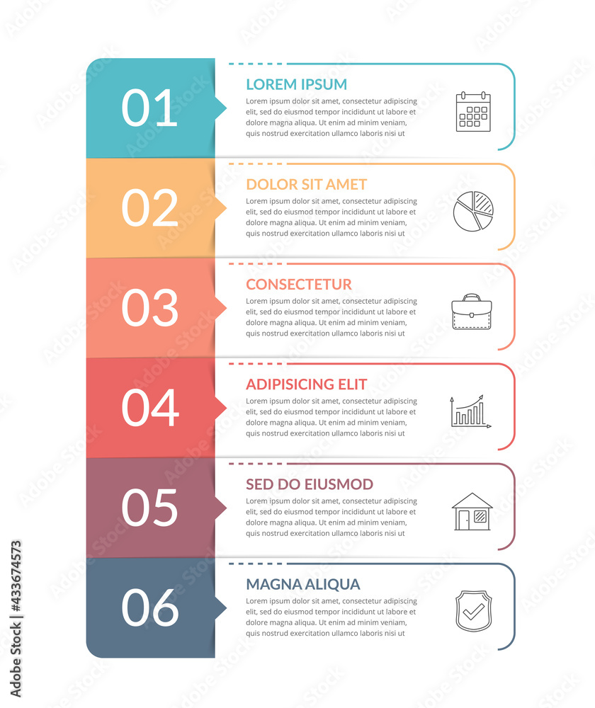 Infographic template with 6 steps, workflow, process chart Stock Vector ...