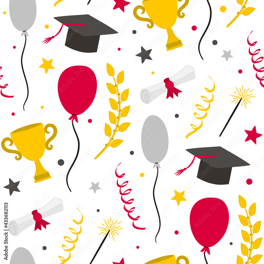 Seamless graduation pattern with doodle style elements. Hand drawn ...