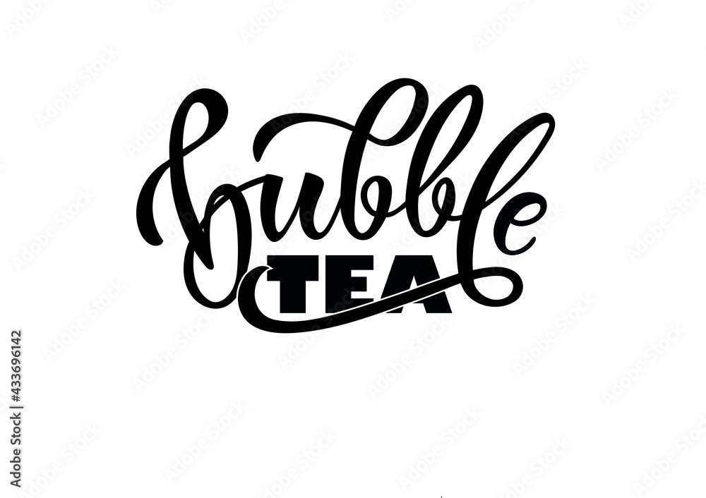 Bubble tea (Taiwanese popular drink with tapioca balls) hand written ...