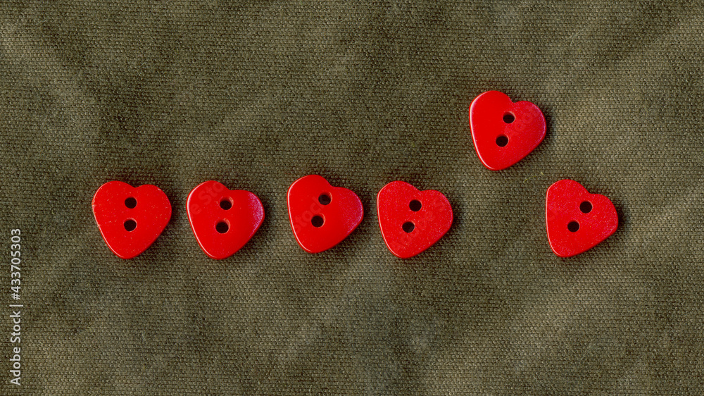 Heart line buttons sewing image. Life bar style romantic set. Symbol of ...