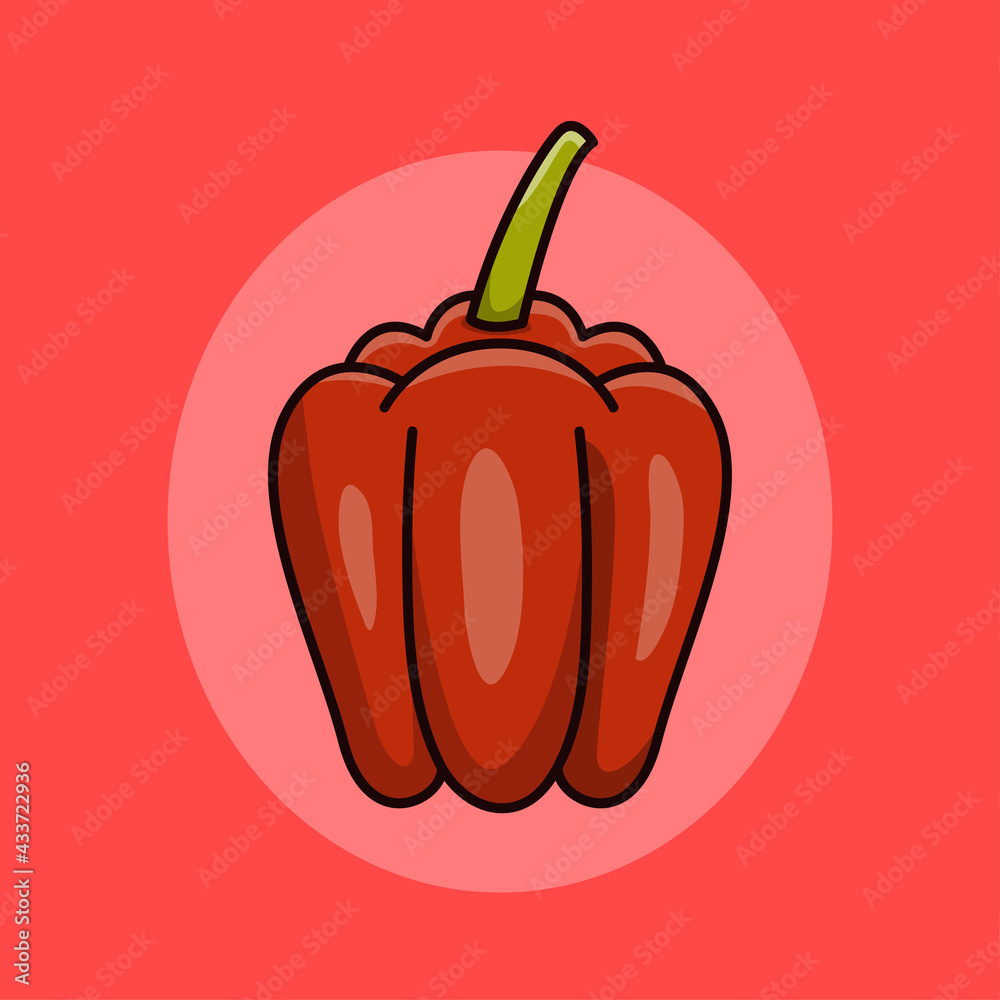 Red paprika Cartoon Vector, Logo and icon Template Design, Emblem ...