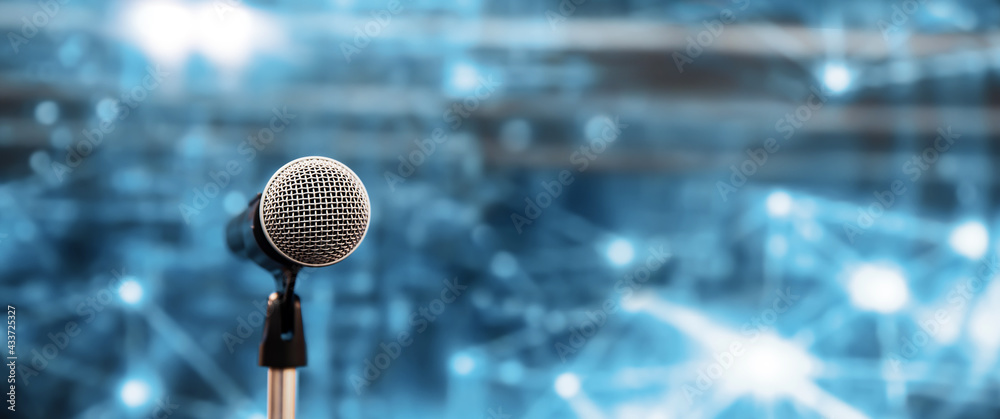 Microphone Public speaking backgrounds, Close-up the microphone on ...