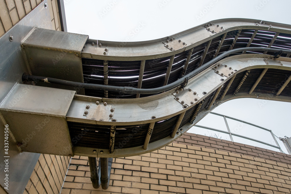 Cable tray with electrical wiring arrangement at industrial plant Stock ...