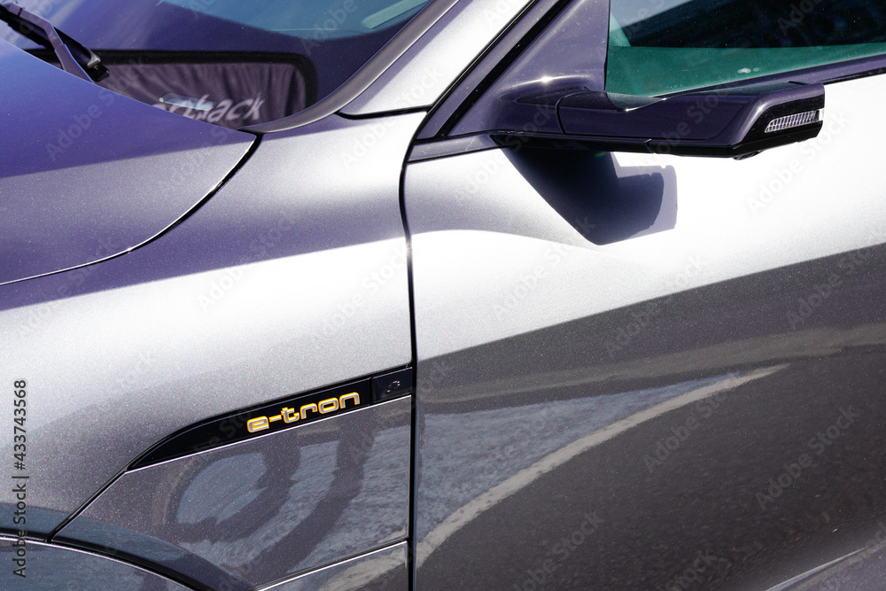 Audi E-tron 55 Quattro Fully Electric SUV detail rear view camera ...