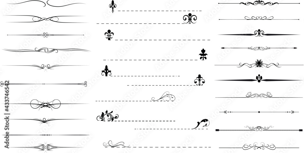 dividers, borders and frame lines vector set, icon, symbol, logo ...