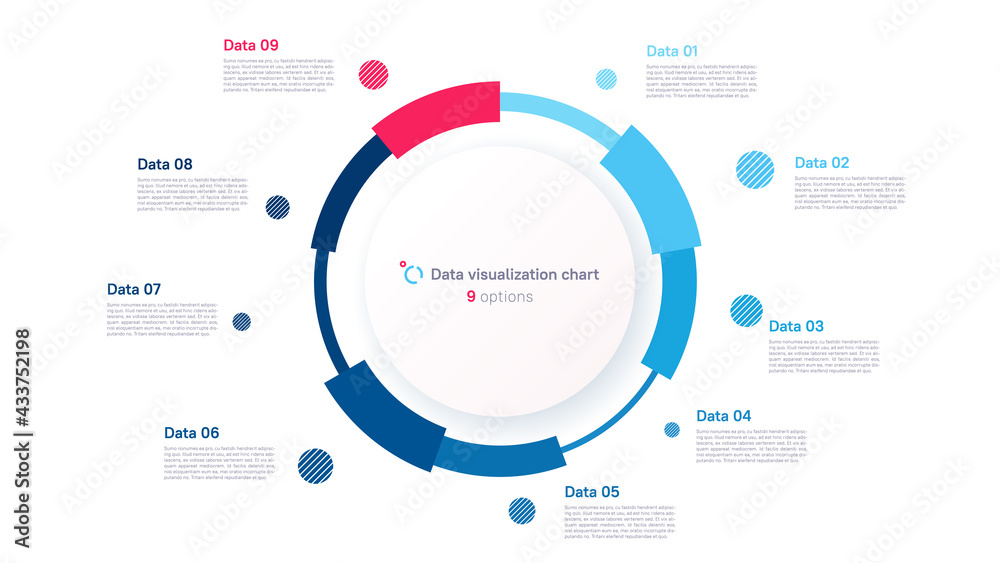 Vector pie chart infographic template in the form of pie chart divided ...