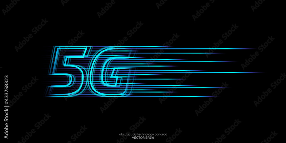 Vector 5G hight speed network technology concept by blue light lines ...