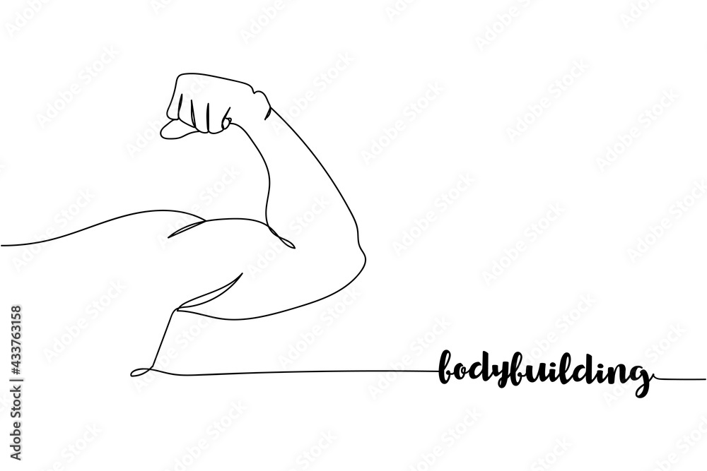 Continuous one line of arm muscles biceps gym bodybuilding in ...