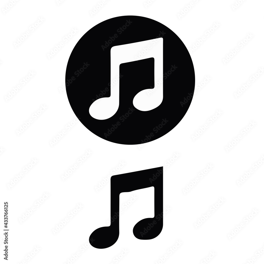Music Notes silhouette icon for rhymes on White Background Flat Graphic ...