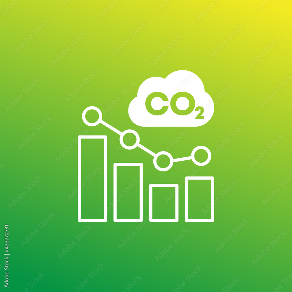 co2 gas, reducing carbon emission icon with a graph Stock Vector ...