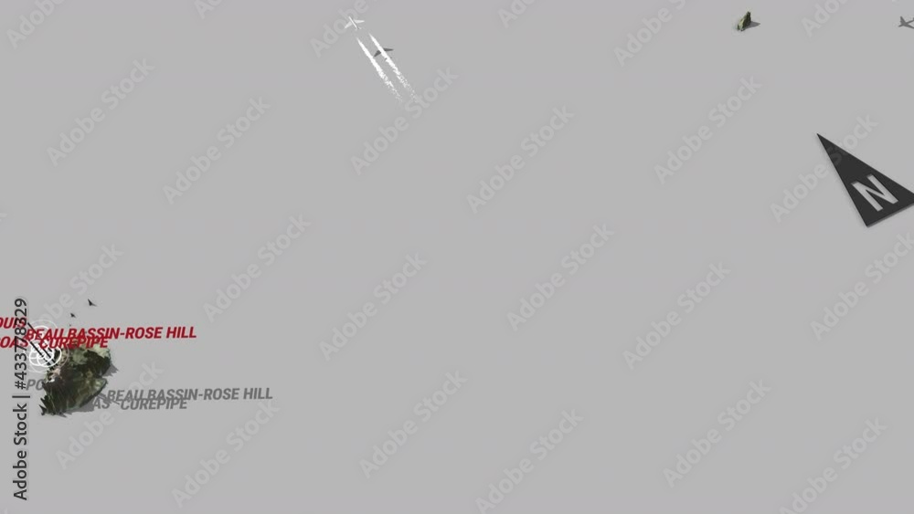 Seamless looping animation of the 3d terrain map of Mauritius with the ...