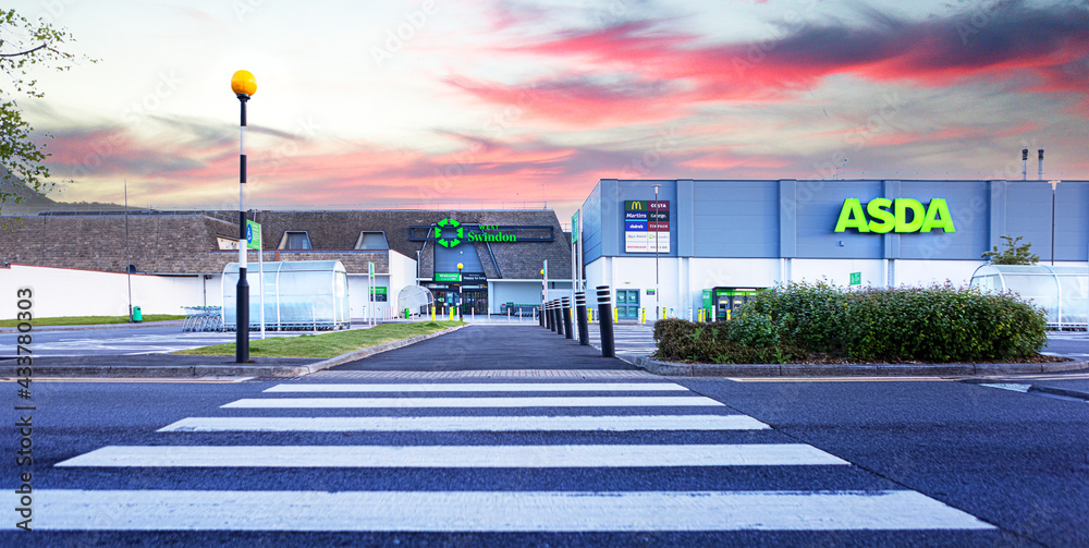 Signage for the newly revamped ASDA supermarket in West Swindon Stock ...