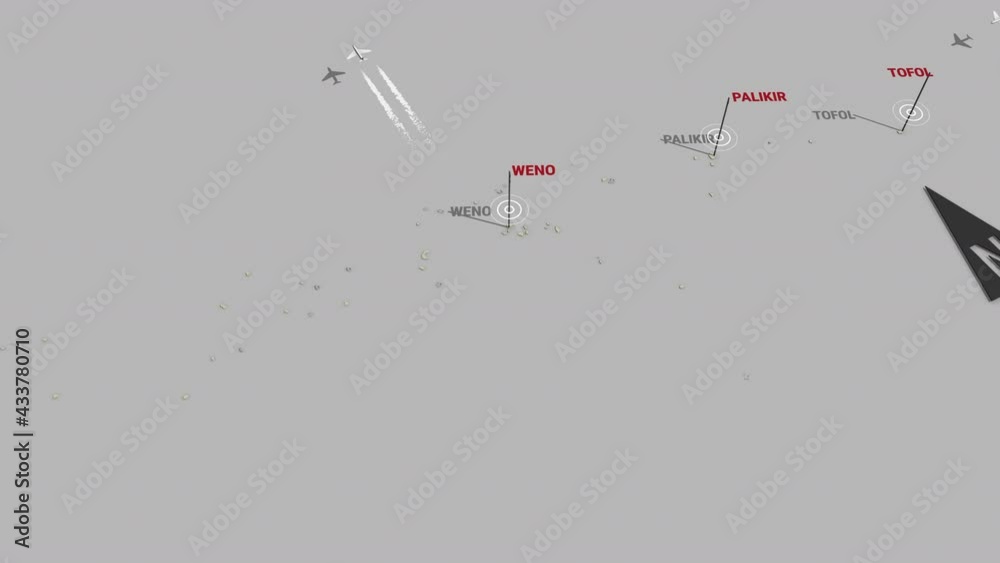 Seamless looping animation of the 3d terrain map of Micronesia with the ...