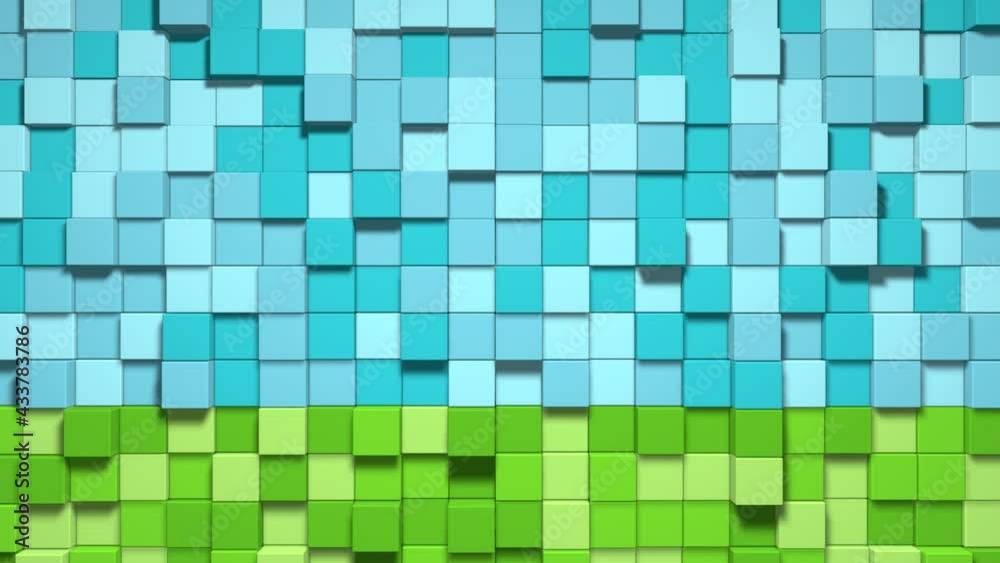 Video game geometric mosaic waves pattern. Construction of hills ...