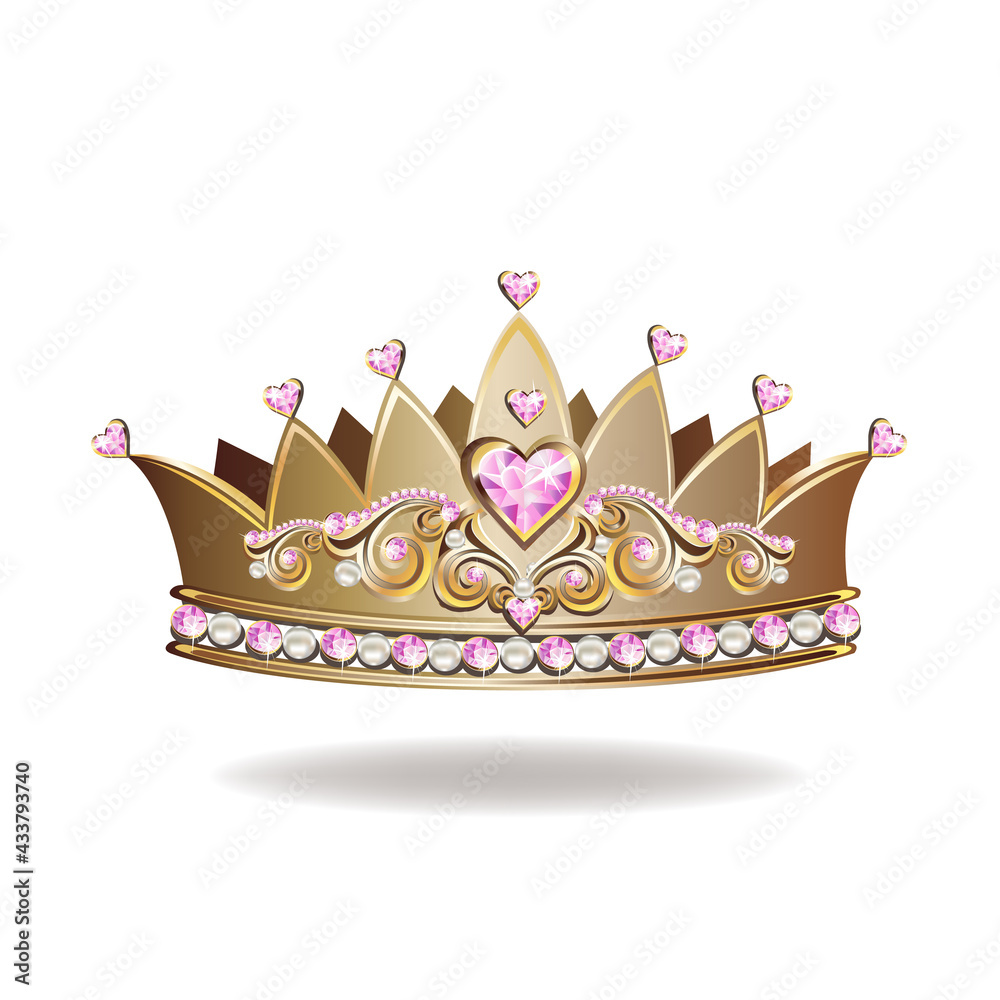 Vector Princess Crown With Hearts