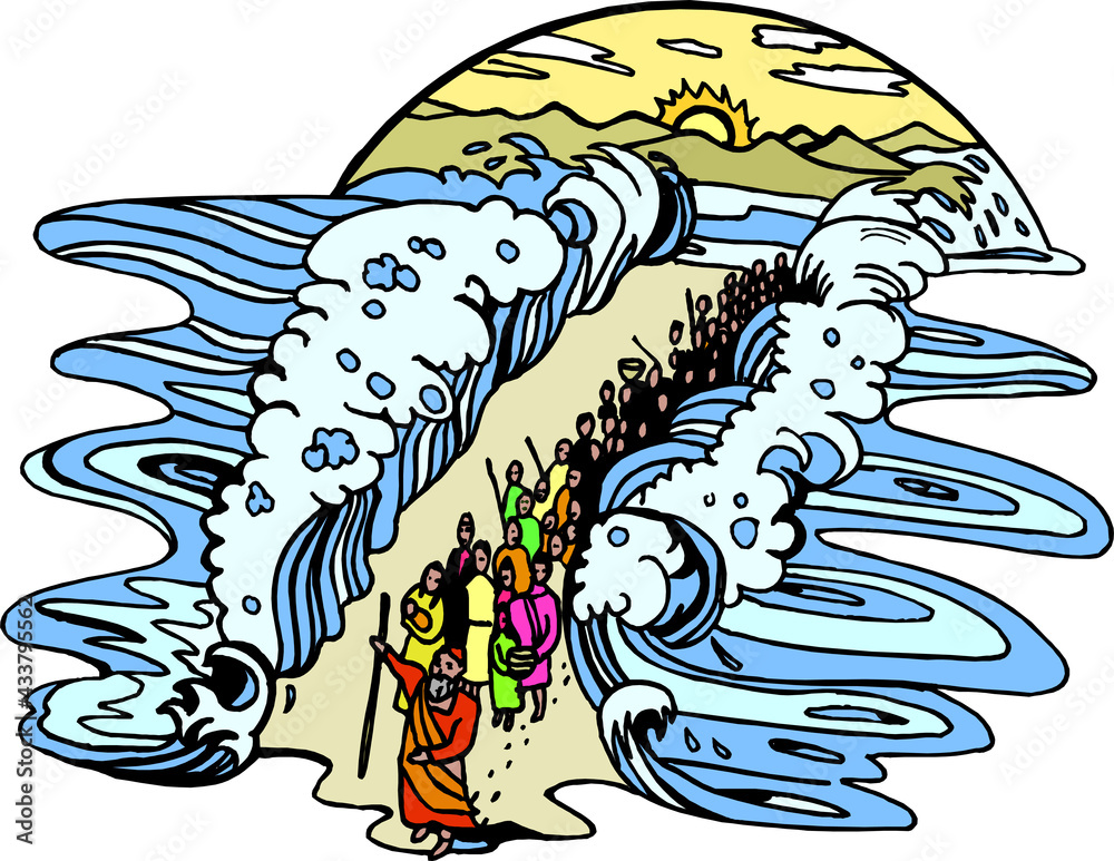 Moses led the Jews across the Red Sea. at the behest of the rod of ...
