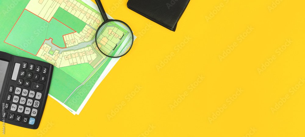 Concept of sale building plot of land for house construction, banner ...