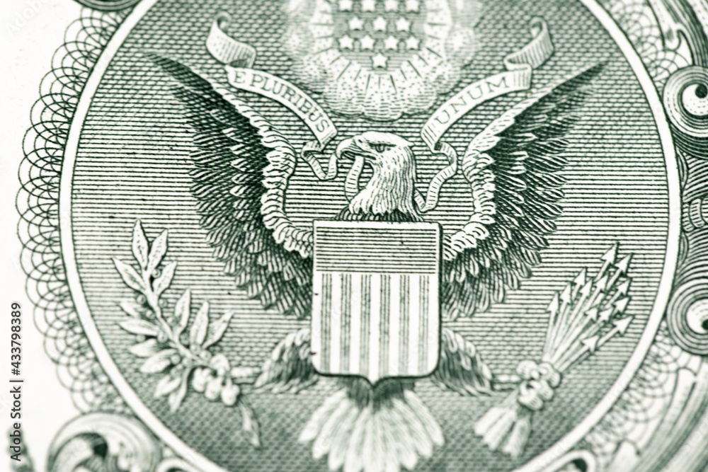 Great Seal of the United States on the backside of the one dollar ...