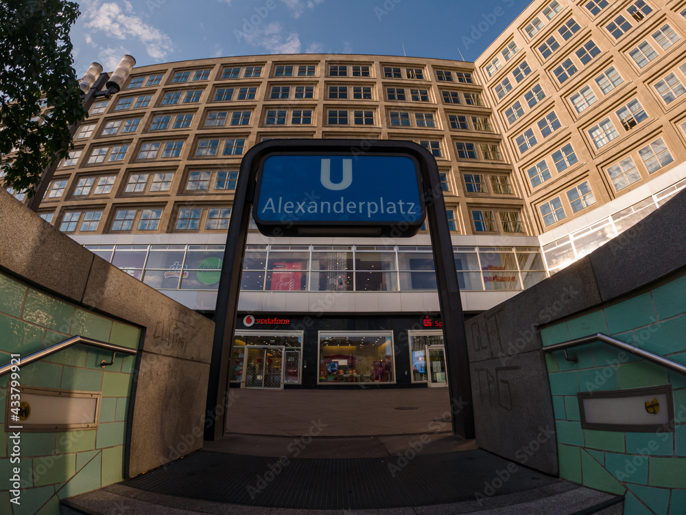 BERLIN, GERMANY - June 15, 2020: View on sign at Alexanderplatz subway ...