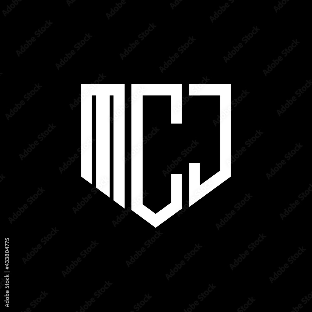 MCJ letter logo design with black background in illustrator, vector ...