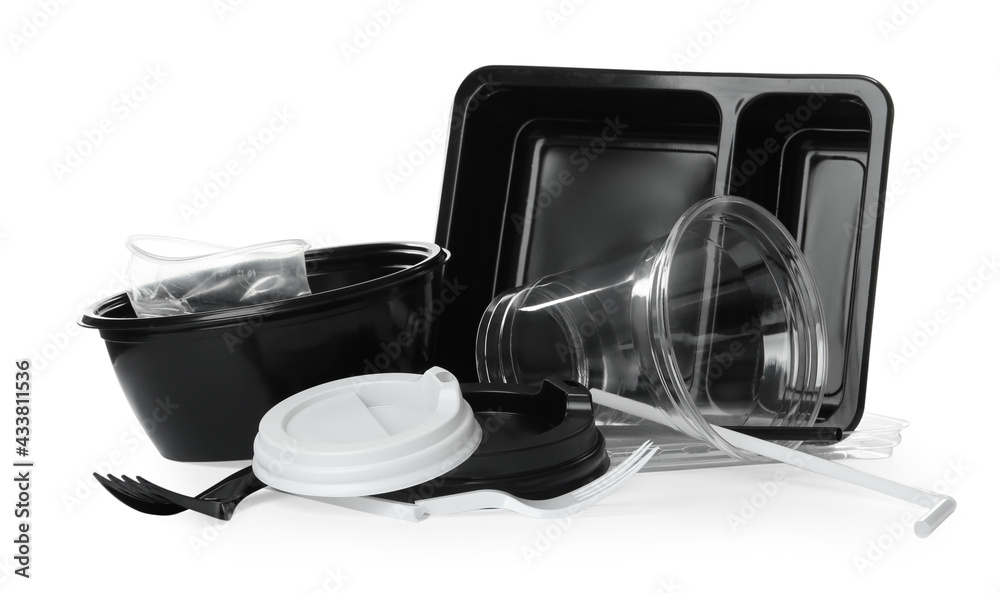 Pile of different plastic items on white background Stock Photo | Adobe ...