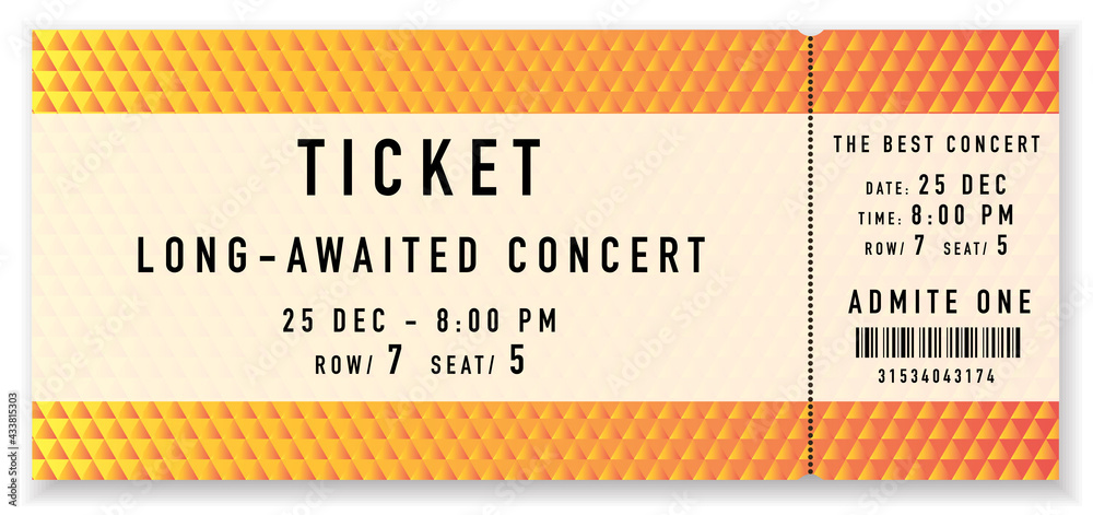 Admission ticket template. Creative entrance ticket with abstract ...