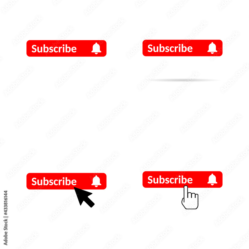 Set of subscribe web button, social media icon vector illustration ...