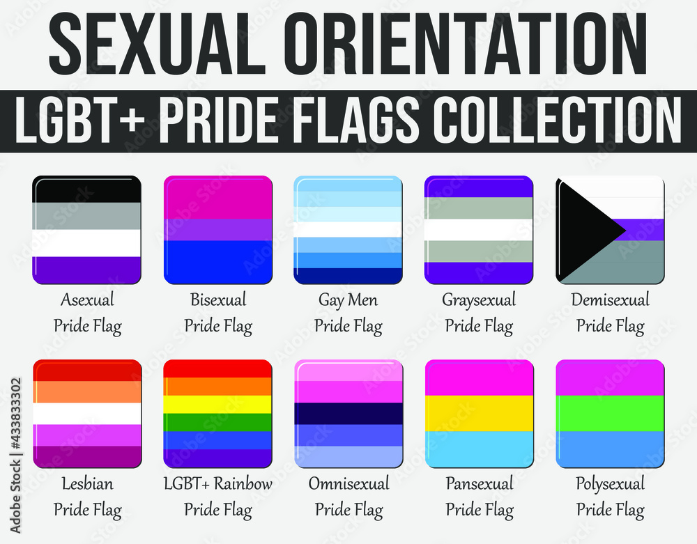 Sexual orientation LGBT+ Flag set. Ten Pride icons. Stock Vector ...