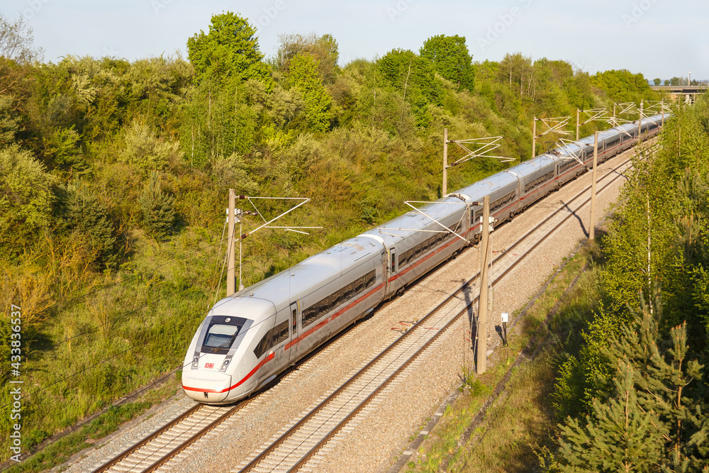 ICE 4 Deutsche Bahn DB high-speed train railway line Mannheim-Stuttgart ...