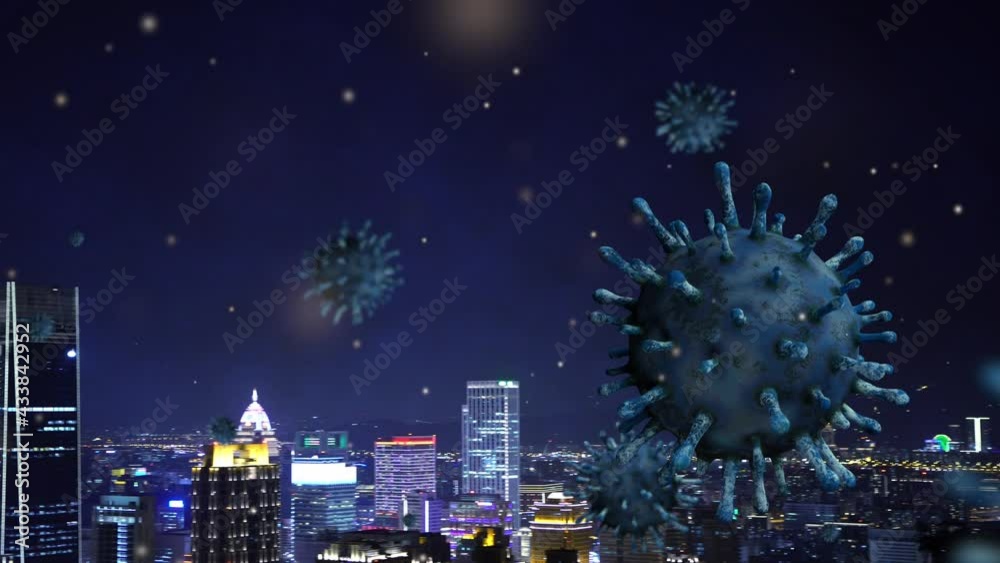 Stockvideon 3D illustration. Taiwan tall buildings at night with ...