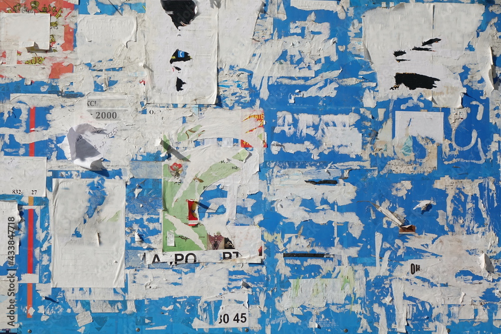 Old Billboard with Torn Posters. Dirty Street Wall with Crumpled ...