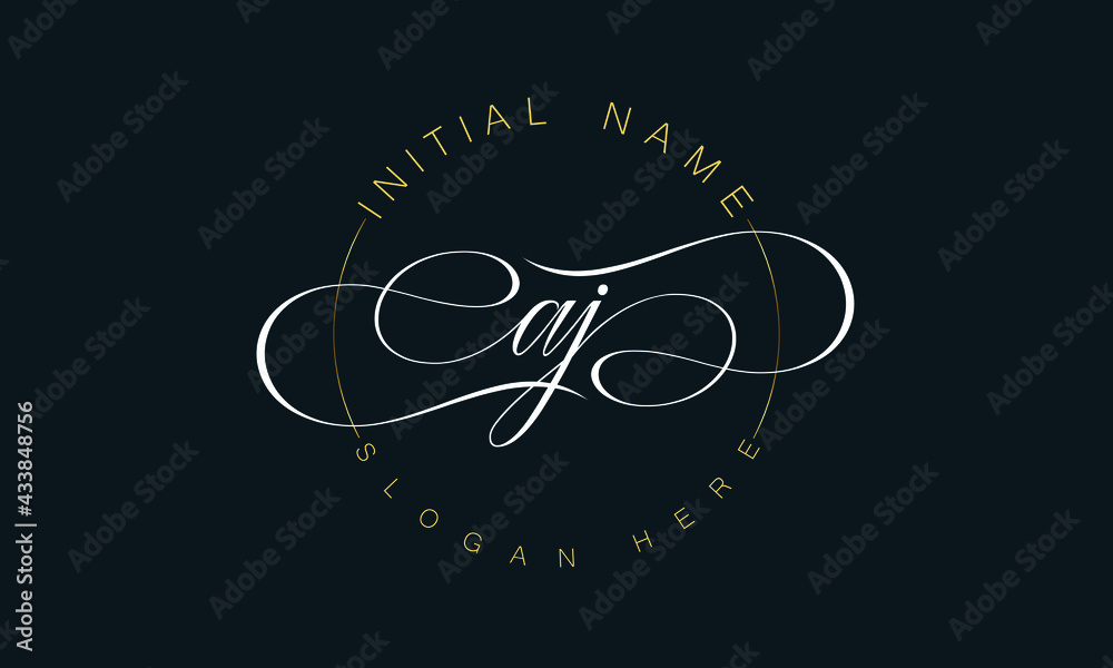 AJ/JA cursive letter stylish luxury logo in golden and white color, AJ ...