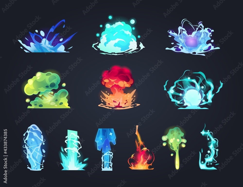 Vetor de Bomb explosion. Cartoon game boom effects. Fire blast with ...